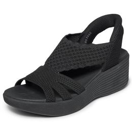 Plateausandale Skechers "PARALLEL LITE-SUMMER INVITE", Damen, Gr. 40, schwarz unifarben, Textil, Strukturmuster, Schuhe, Schlupfschuh, Sandalette, Sommerschuh mit softem Fersenriemen
