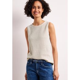 Ripptanktop Street One, Damen, Gr. 40, clay sand, Web, 68% Baumwolle, 30% Polyester, 2% Elasthan, unifarben, regular fit normal, Rundhals, abgesteppt, Tops, im soften Baumwoll-Mix
