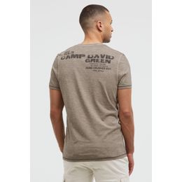 Rundhalsshirt CAMP DAVID, Damen, Gr. 4XL, rock ridge, Web, Material: 100% Baumwolle, bedruckt, regular fit normal, Rundhals, eingesetzt gerader Abschluss, Shirts Rundhalsshirt, aus Baumwolle