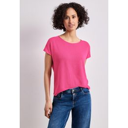 T-Shirt Street One, Damen, Gr. 34, magenta dream, Stoff, 60% Viskose, 40% Polyester, unifarben, comfort fit normal, Rundhals, normaler Saum, Shirts T-Shirt, mit Rundhalsausschnitt