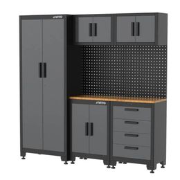 Vito Werkstatteinrichtungs-Set schwarz 8-teilig 195 x 50 x 200 cm