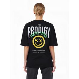 Oversize-Shirt Trueprodigy "Hajin F Logo Print Oversized Rundhals", Damen, Gr. L, schwarz, Obermaterial: 100% Baumwolle CO., Rundhals, Shirts