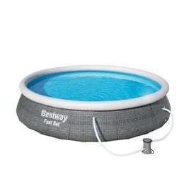 Bestway Aufstellpool 'Fast Set ' grau/wei&szlig; rund &Oslash; 396 x 84 cm