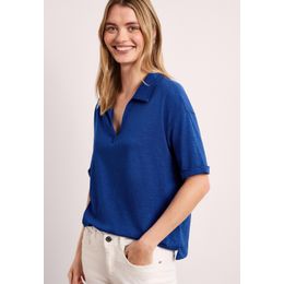 Poloshirt Street One, Damen, Gr. 34, amparo blau, Web, 50% Modal, 50% Baumwolle, unifarben, comfort fit normal, hoch geschlossener Ausschnitt, normaler Saum, Shirts, im soften Baumwoll-Mix