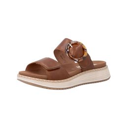 Pantolette Remonte "Remonte Pantoletten Glattleder", Damen, Gr. 38, muskat, Glattleder, Schuhe Pantolette