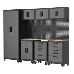 Vito Werkstatteinrichtungs-Set schwarz 11-teilig 255 x 50 x 200 cm
