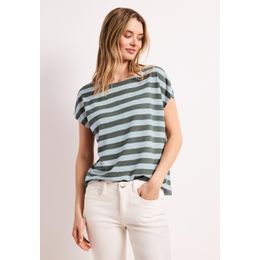 T-Shirt Street One, Damen, Gr. 34, bound gr&uuml;n, Stoff, 78% Polyester, 18% Viskose, 4% metallisierte Fasern, gestreift, comfort fit normal, Rundhals, normaler Saum, Shirts T-Shirt, mit Glitzer-Details