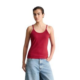Marc O'Polo T-Shirt MARC O'POLO DENIM "aus Rippjersey", Damen, Gr. L, vivid cherry, Obermaterial: 96% Baumwolle, 4% Elasthan, unifarben, slim fit, Rundhals, Shirts T-Shirt