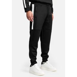 Jogginghose Trueprodigy "Francis seitliche wei&szlig;e Kontraststreifen", Herren, Gr. L, N-Gr, schwarz, Obermaterial: 95% Polyester PES. 5% Elasthan EL., regular fit, Hosen Jogginghose