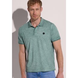 Poloshirt Street One MEN, Herren, Gr. L (42), caribbean gr&uuml;n, Web, 100% Baumwolle, gemustert, comfort fit normal, hoch geschlossener Ausschnitt, normaler Saum, Shirts, in washed Optik