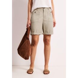 Shorts Street One, Damen, Gr. 34, cobble stone, Web, 98% Baumwolle, 2% Elasthan, unifarben, comfort fit kurz, Hosen Shorts, mit Elastikbund