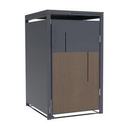 M&uuml;lltonnenbox Anthrazit mit Holzoptik f&uuml;r 1 M&uuml;lltonne 240L 68x80x116cm Pedal