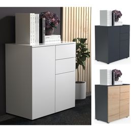 Vcm Holz Kommode Sideboard mit 2 Dreht&uuml;ren und zwei Schubladen Ma&szlig;e H. 77 x B. 70 x T. 39 cm - Dalosa