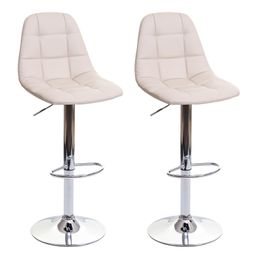 2er-Set Barhocker MCW-A67, Barstuhl Tresenhocker, MVG-zertifiziert ~ creme-beige, Kunstleder