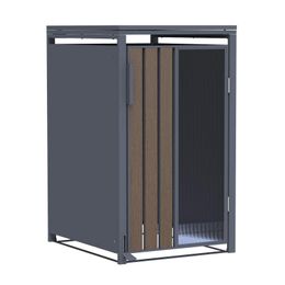M&uuml;lltonnenbox Holzoptik mit Plexiglas f&uuml;r 1 M&uuml;lltonne 240L 68x80x116cm Pedal