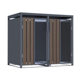 M&uuml;lltonnenbox Holzoptik mit Plexiglas f&uuml;r 2 M&uuml;lltonnen 240L 132x80x116cm Pedal