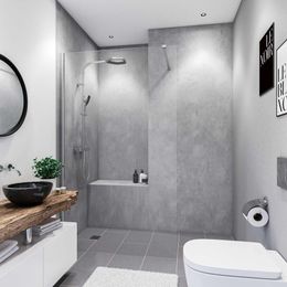 Breuer Duschr&uuml;ckwand Softtouch Betonoptik grau 100 x 210 cm