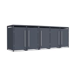 WESTMANN M&uuml;lltonnenbox 'Pedura' Stahl 5 x 240 l anthrazit 331 x 80 x 116 cm, mit Fu&szlig;pedal