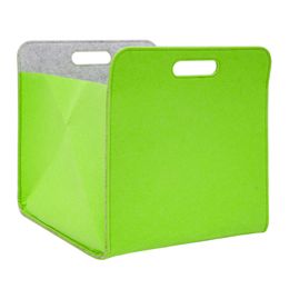 DuneDesign Aufbewahrungsbox 2er Set Cube Filz Apfelgr&uuml;n 33x38x33cm