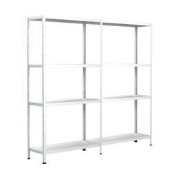 SCHULTE REGALWELT Steck-Grundregal und Anbauregal 180 x 220 x 50 cm, 8 B&ouml;den, wei&szlig;, Tragkraft 340 kg