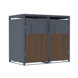 M&uuml;lltonnenbox Anthrazit mit Holzoptik f&uuml;r 2 M&uuml;lltonnen 240L 132x80x116cm Pedal