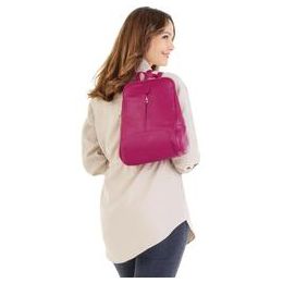 Cityrucksack Samantha Look, Damen, Gr. B/H/T: 20cm x 32cm x 6cm, onesize, pink, Leder, Rindsleder, Rucks&auml;cke Cityrucksack, echt Leder, Made in Italy