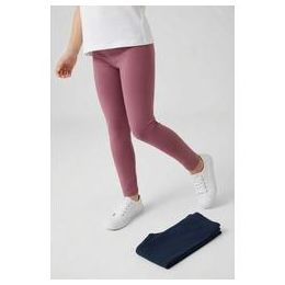 Leggings name it "NKFVIVIAN 2P LEGGING L NOOS", M&auml;dchen, Gr. 122/128, N-Gr, rosa (deco rose), Jersey, Obermaterial: 95% Baumwolle, 5% Elasthan, unifarben, slim fit lang, Hosen Leggings, unifarben, casual, sehr schmal, Baumwollmischung, Jersey