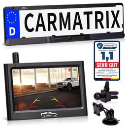 CARMATRIX Solar Funk R&uuml;ckfahrkamera im Kennzeichen mit Monitor R&uuml;ckfahrsystem Auto