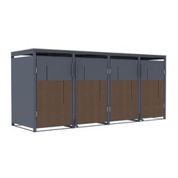 M&uuml;lltonnenbox Anthrazit mit Holzoptik f&uuml;r 4 M&uuml;lltonnen 240L 265x80x116cm Pedal