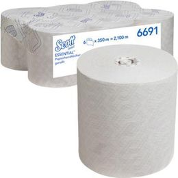 Scott&reg; Rollenpapiert&uuml;cher Essential 6691, 1-lagig, 6 Rollen &aacute; 350 m, insgesamt 2100 m, wei&szlig;
