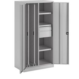 Pavoy Vertikalauszugschrank, mit 2 Ausz&uuml;gen, 2 Schubladen und 3 Fachb&ouml;den, lichtgrau