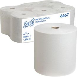Scott&reg; Rollenpapiert&uuml;cher 6667, rei&szlig;fest, 1-lagig, 6 Rollen &aacute; 304 m, wei&szlig;