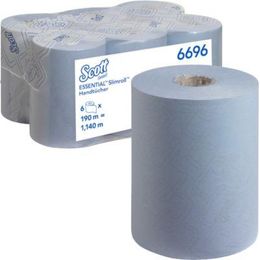 Scott&reg; Rollenpapiert&uuml;cher Essential Slimroll 6696, 1-lagig, 6 Rollen &aacute; 190 m, insgesamt 1140 m, blau