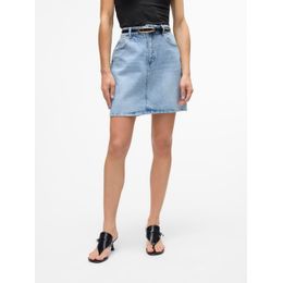 V&eacute;ro Moda Jeansrock VERO MODA "VMTESSA HR SHORT DNM SKIRT MIX GA NOOS", Damen, Gr. L (40), blau (light blau denim), Denim/Jeans, Obermaterial: 99% Baumwolle, 1% Elasthan, unifarben, kurz, R&ouml;cke Jeansrock, Baumwollmischung