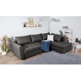 Ecksofa Collection AB "Jana XL L-Form, B: 250 cm", grau (anthrazit), B:250cm H:42cm T:161cm, 100%Polyester, Sofas, Ecksofa, Bettfunktion, Bettkasten & 1 Zierkissen, Federkern