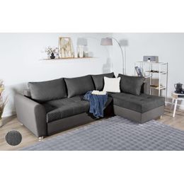 Ecksofa Collection AB "Jana XL L-Form, B: 250 cm", grau (anthrazit), B:250cm H:42cm T:161cm, 100%Polyester, Sofas, Ecksofa, Bettfunktion, Bettkasten & 1 Zierkissen, Federkern