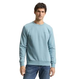 Sweatshirt Tom Tailor, Herren, Gr. M, tourmaline, Sweatware, Obermaterial: 70% Baumwolle, 30% Polyester, unifarben, regular fit normal, Rundhals, Rippb&uuml;ndchen, Sweatshirts Sweatshirt, mit Logo Stickerei