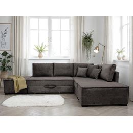 Ecksofa Home Affaire "Night & Day L-Form, B: 316 cm mit Dauer-Schlaffunktion 180x200 cm", dunkelgrau, B:316cm T:215cm, 100% Polyester, Sofas, Ecksofa, Set: Sofa & Hocker, Bettfunktion, Bettkasten & Kissen, Boxspringbett
