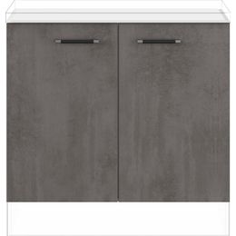 Sp&uuml;lenunterschrank IMPULS K&Uuml;CHEN "Prag", In zwei Breiten f&uuml;r eine flexible Nutzung,, H&ouml;he: 72,3 cm", grau (beton, optik schiefer dunkelgrau), B:90cm H:72,3cm T:57,6cm, Dekorfolie, Holzwerkstoff, Schr&auml;nke, K&uuml;chenunterschrank, vormontiert