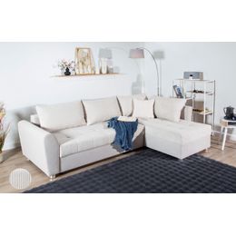 Ecksofa Collection AB "Jana XL L-Form, B: 250 cm", beige, B:250cm H:42cm T:161cm, 100%Polyester, Sofas, Ecksofa, Bettfunktion, Bettkasten & 1 Zierkissen, Federkern