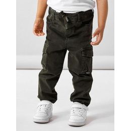 Cargohose name it "NMMBEN CARGO R TWI PANT 1771-HI NOOS", Jungen, Gr. 98, N-Gr, gr&uuml;n (rosin), Twill, Obermaterial: 98% Baumwolle, 2% Elasthan, unifarben, relaxed fit kn&ouml;chellang, Hosen Cargohose