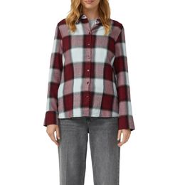Hemdbluse s.Oliver, Damen, Gr. 44, schwarz merlot check, Flanell, Obermaterial: 55% Baumwolle, 45% Viskose, kariert, regular fit normal, Manschette, Blusen Hemdbluse, mit Karo Muster