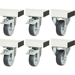 Rau Rollensatz f&uuml;r adlatus 300, 4 Lenkrollen mit Feststeller + 2 Bockrollen, BxL 100 x 30 mm