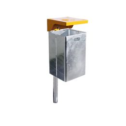 Abfallbeh&auml;lter f&uuml;r au&szlig;en, feuerverzinkt, Volumen 40 l, BxHxT 310 x 600 x 360 mm, Haube orange kaiserkraft