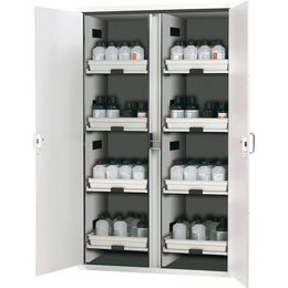 ASECOS Sicherheits-Hochschrank f&uuml;r S&auml;uren- und Laugen, 2-t&uuml;rig, mit 8 Ausz&uuml;gen