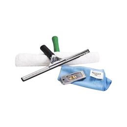 Unger Glasreinigungsset PRO Advanced, Mikrofasertuch, Sicherheitsschaber, Fensterwischer, StripWasher Unitec