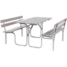 Gruppensitzbank, Tisch und 2 Sitzb&auml;nke, L&auml;nge 1500 mm, grau kaiserkraft