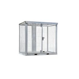 eurokraft pro Montierter Gasflaschen-Gittercontainer, 60 Flaschen mit &Oslash; 230 mm, Bodenausf&uuml;hrung Tr&auml;nenblech