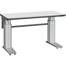 Elektrisch h&ouml;henverstellbarer Arbeitstisch, Tragf&auml;higkeit 500 kg, LxB 1600 x 800 mm, Laminat grau kaiserkraft