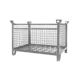 Eichinger Gitterbox-Stapelbox, LxBxH 1500 x 800 x 750 mm, L&auml;ngswand 1/3 klappbar, verzinkt